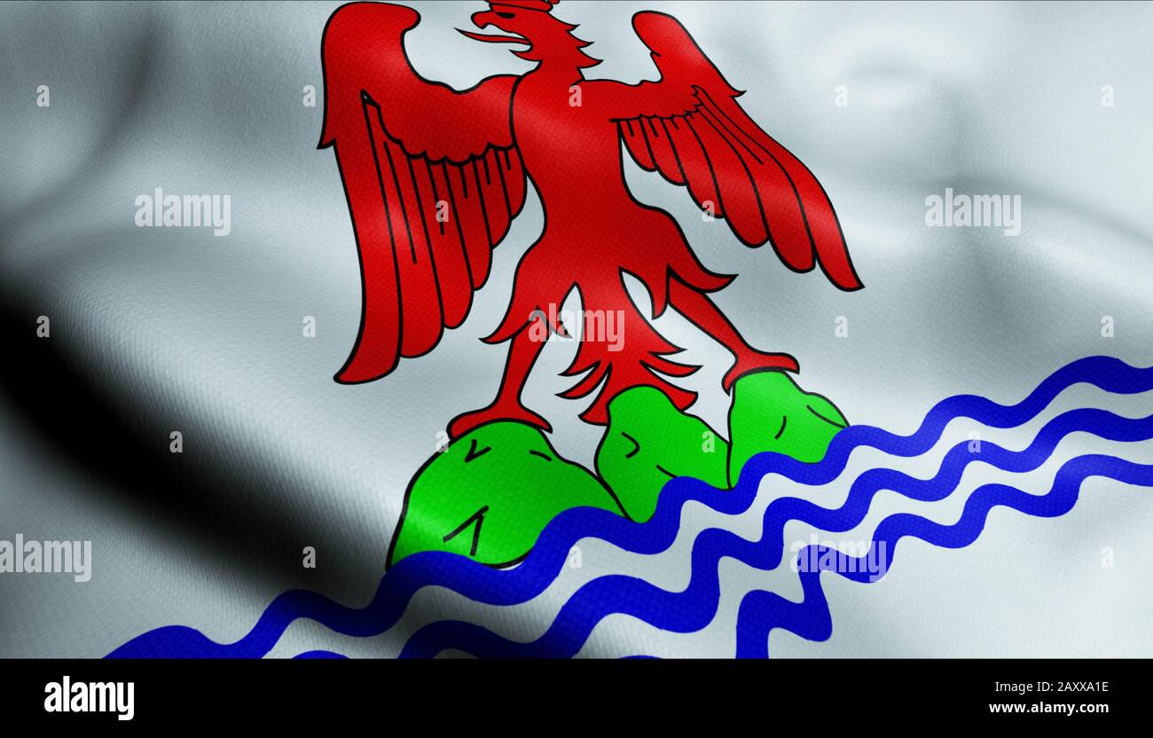 3D Waving France City Coat of Arms Flag of Nice Closeup View Stock ...