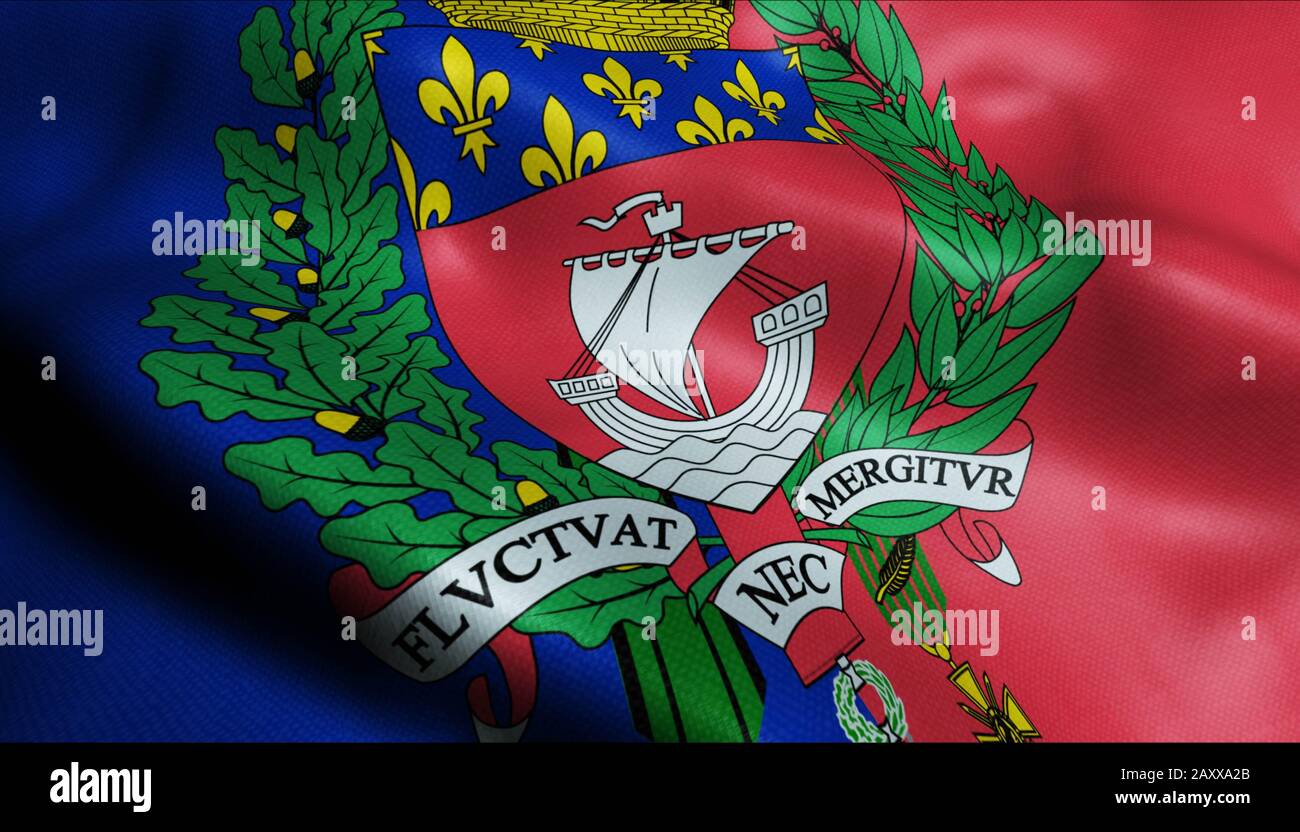 3D Waving France City Flag of Paris Closeup View Stock Photo - Alamy