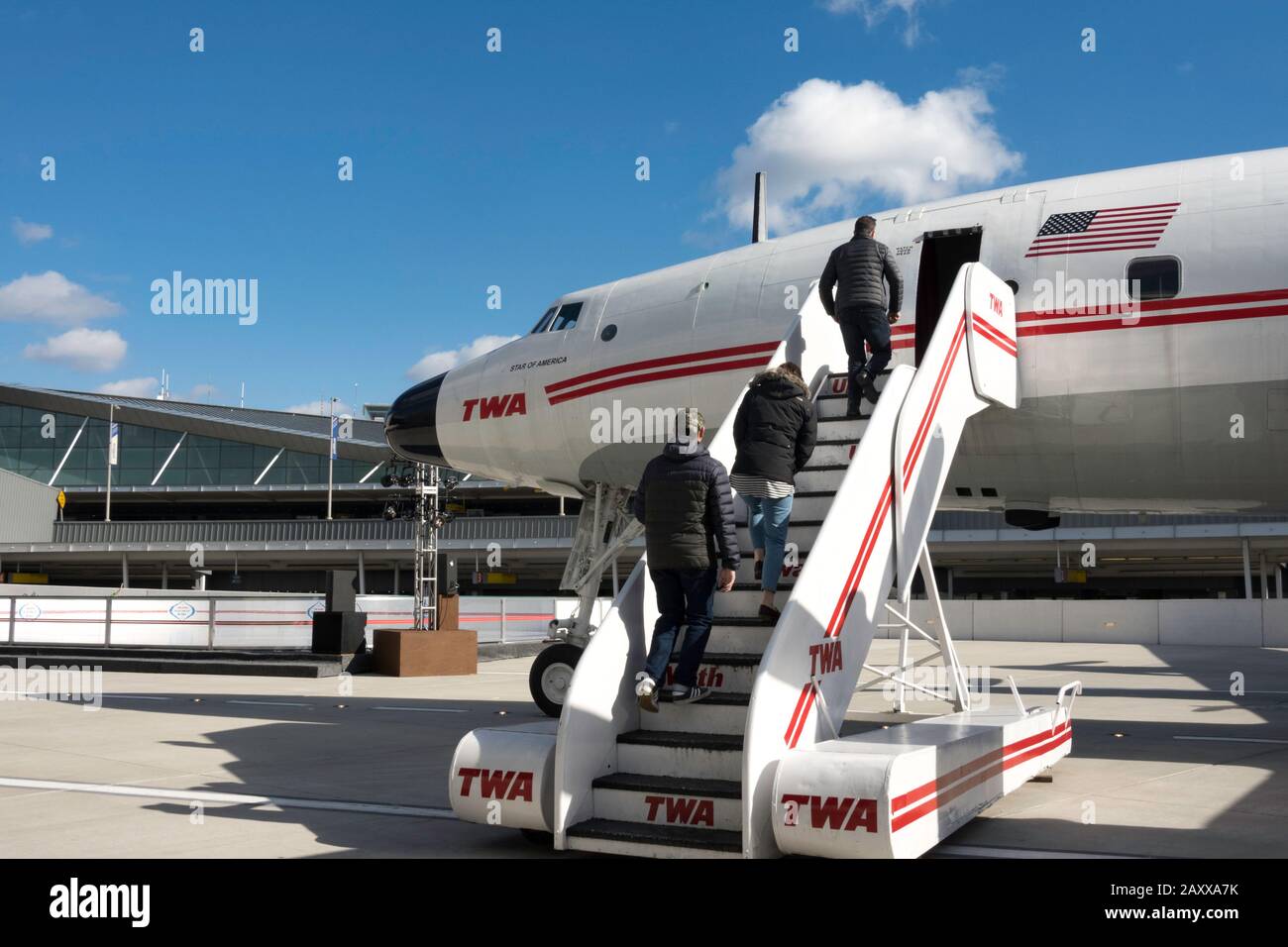 The Connie Cocktail Lounge inside a real airplane, TWA Hotel at John F ...