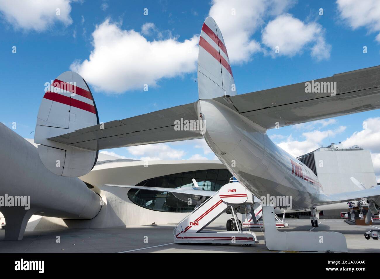 The Connie Cocktail Lounge inside a real airplane, TWA Hotel at John F ...