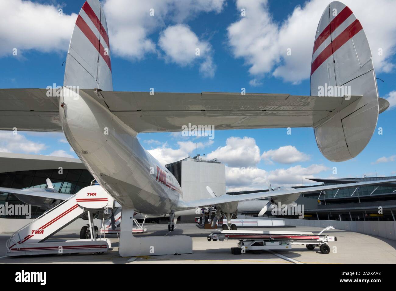 The Connie Cocktail Lounge inside a real airplane, TWA Hotel at John F ...