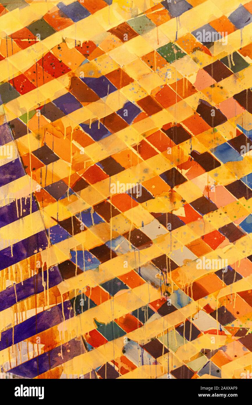 Abstract image of diagonal coloured stripes with dripping paint Stock ...