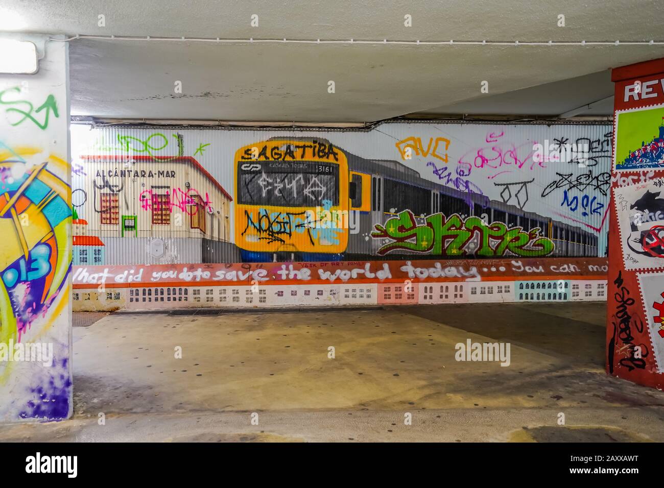 Graffiti art underground tunnel at graffiti art alcantara-mar rail ...