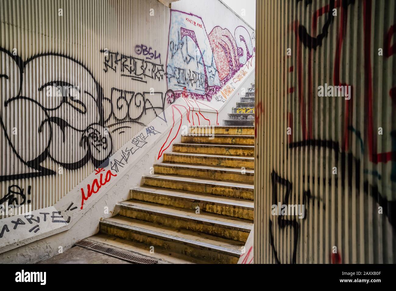 Graffiti art underground tunnel at graffiti art alcantara-mar rail ...