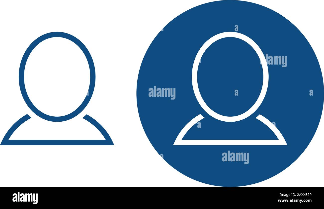 Person man profile. Option in a circle and without it. Vector blue ...