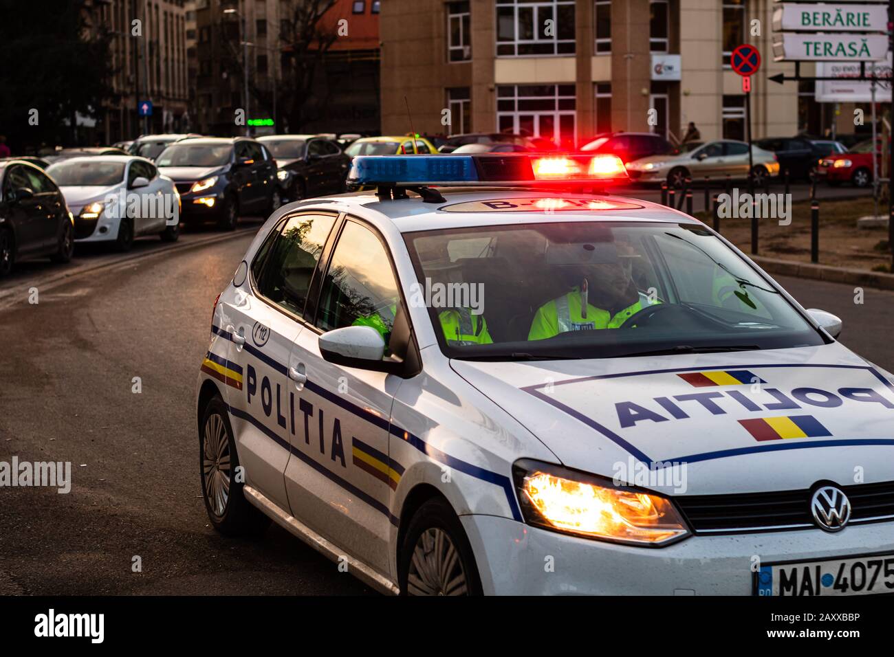 Police car bucharest hi-res stock photography and images - Alamy