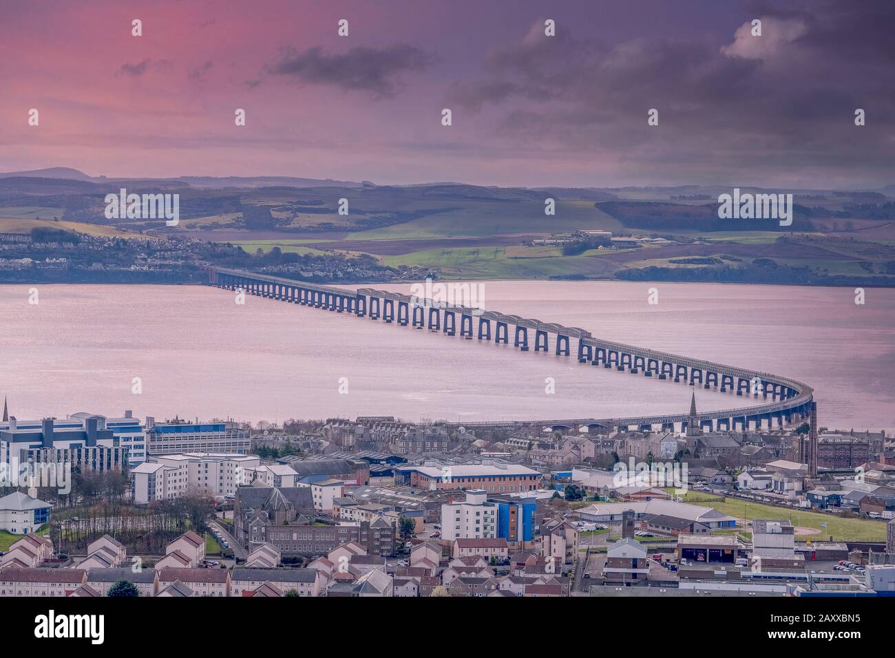 From the monument at Dundee law Hill looking down over the city to the ...