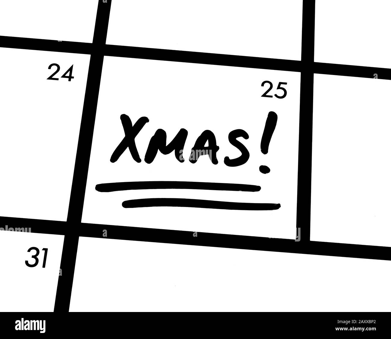 December calendar day calender Black and White Stock Photos & Images ...