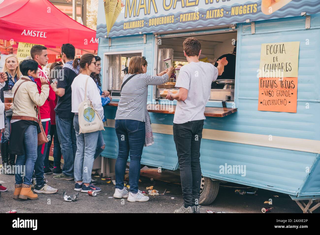 Valencia,Spain - March 16, 2019: Street food truck selling french fries ...