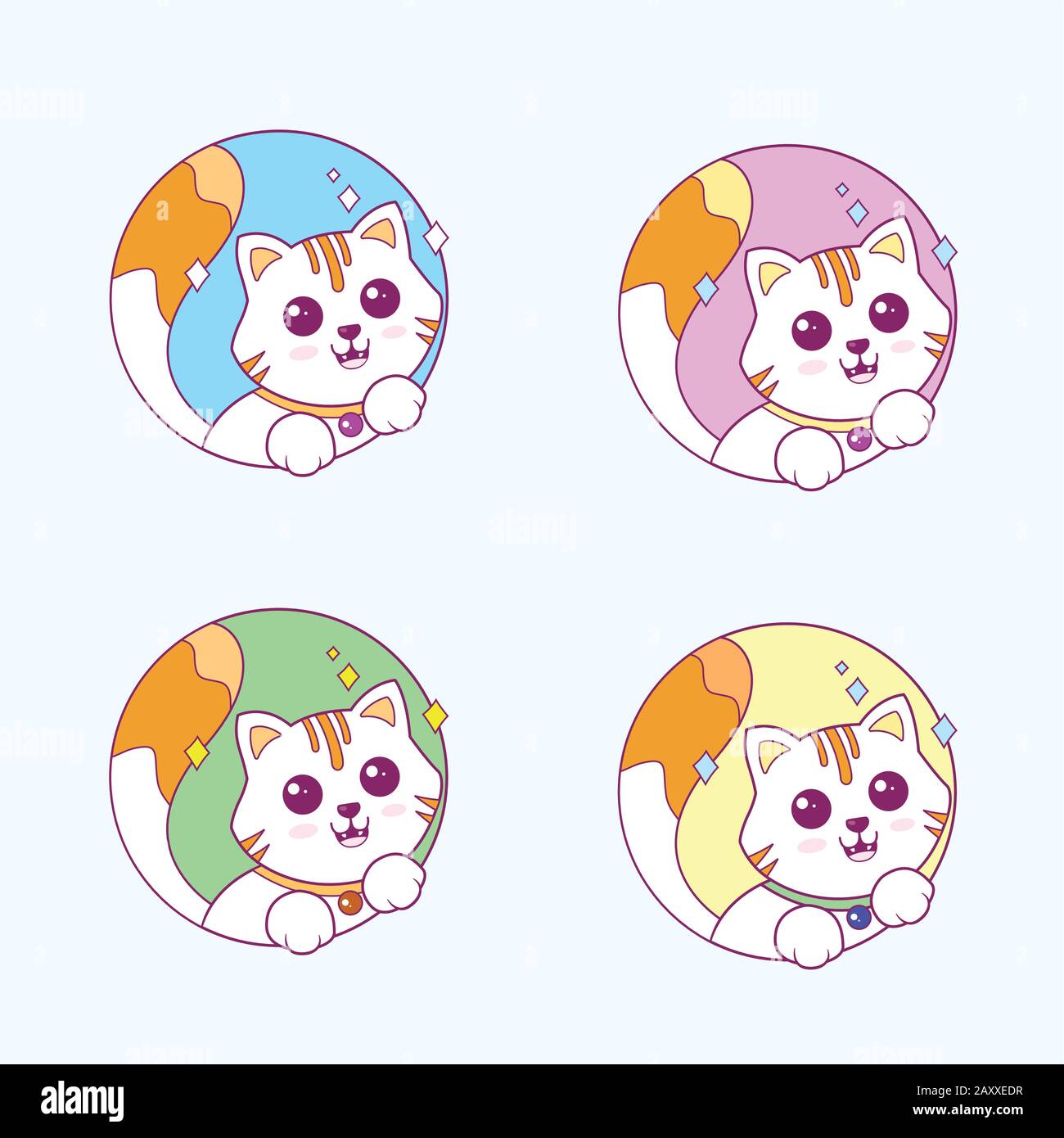 Vector illustration set logo of cute cat Stock Vector Image & Art - Alamy