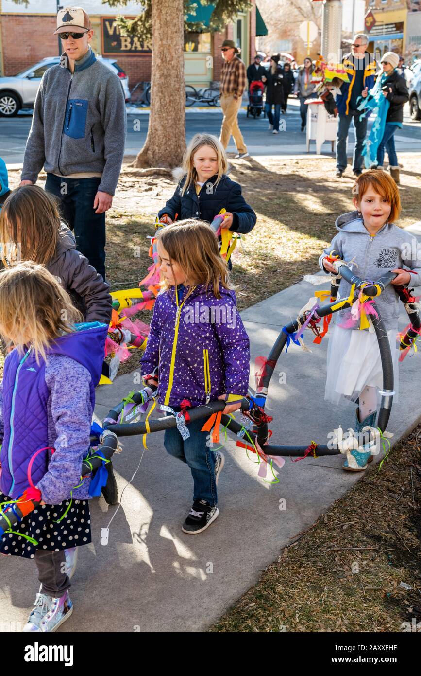 Children & adults dance in fancy costumes at Salida, Colorado's, 3rd ...