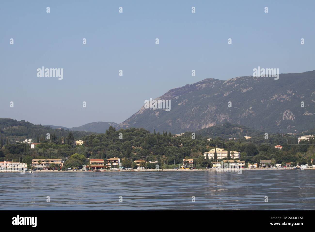 Landscape of Corfu, Greece seen from the sea Stock Photo - Alamy