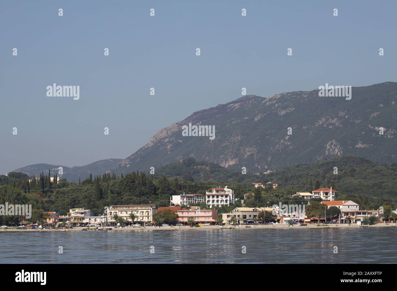 Landscape of Corfu, Greece seen from the sea Stock Photo - Alamy