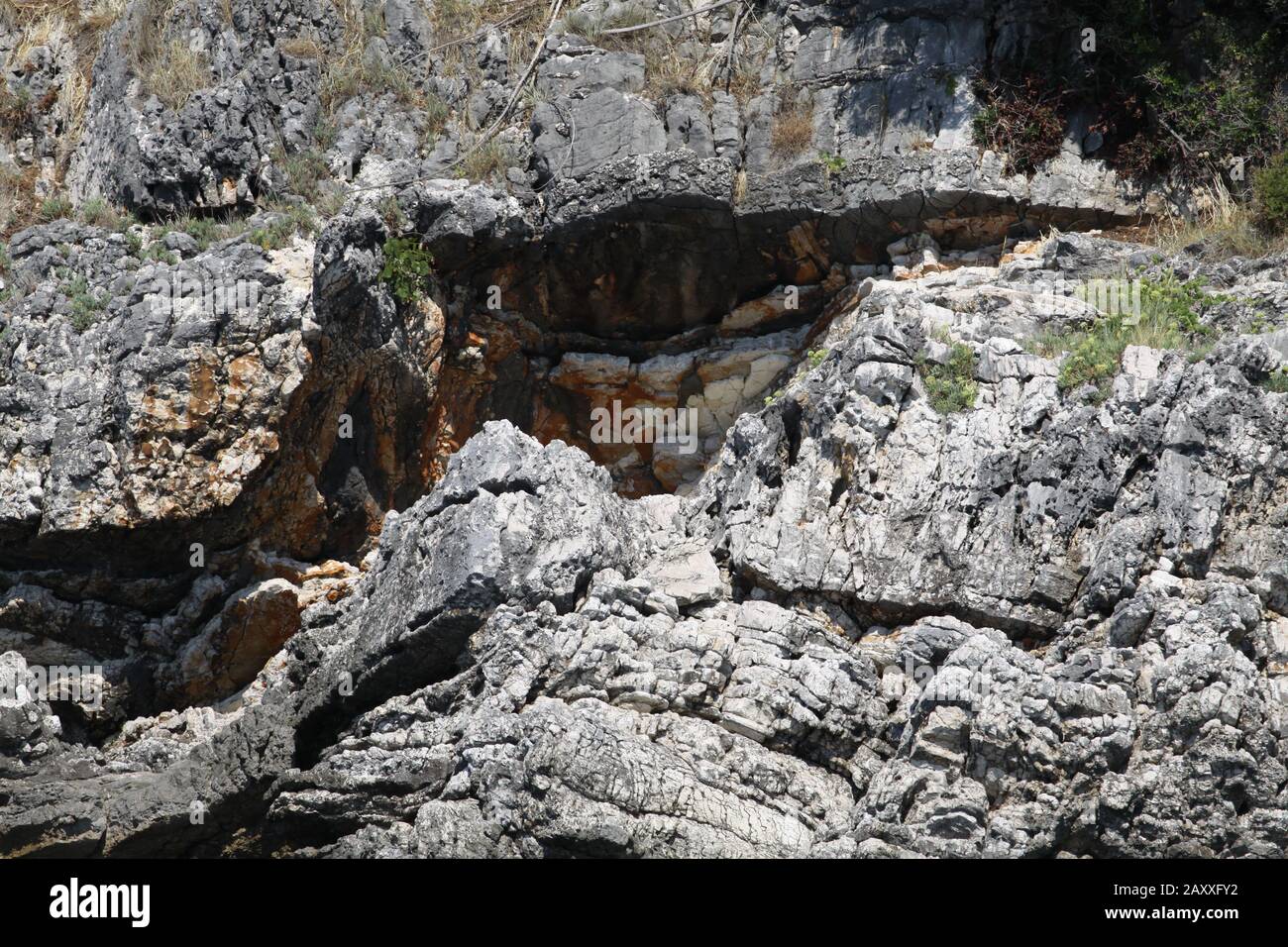 Limestone rocks at the coastline of Corfu, Greece Stock Photo - Alamy