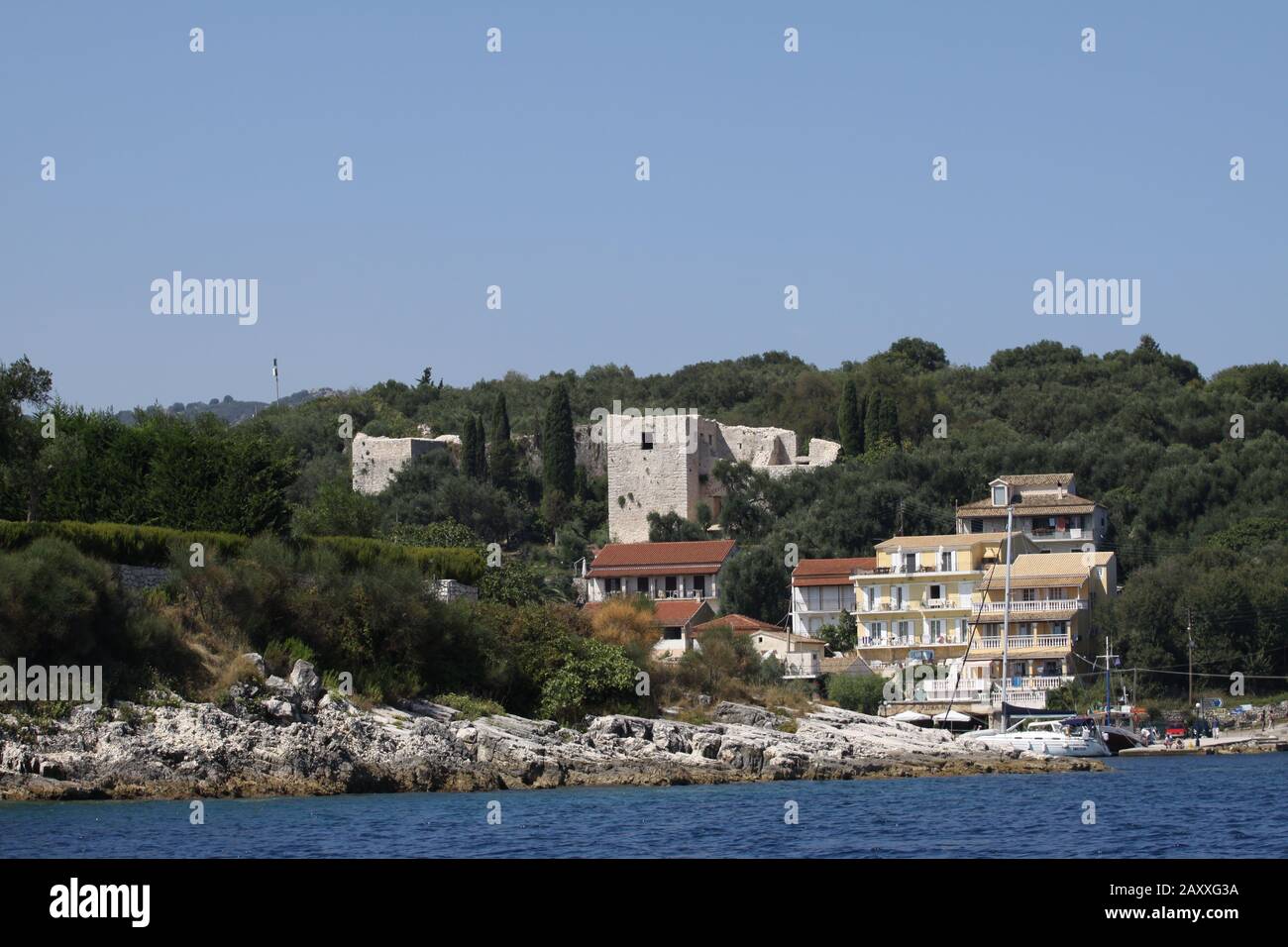 Landscape of Corfu, Greece seen from the sea Stock Photo - Alamy