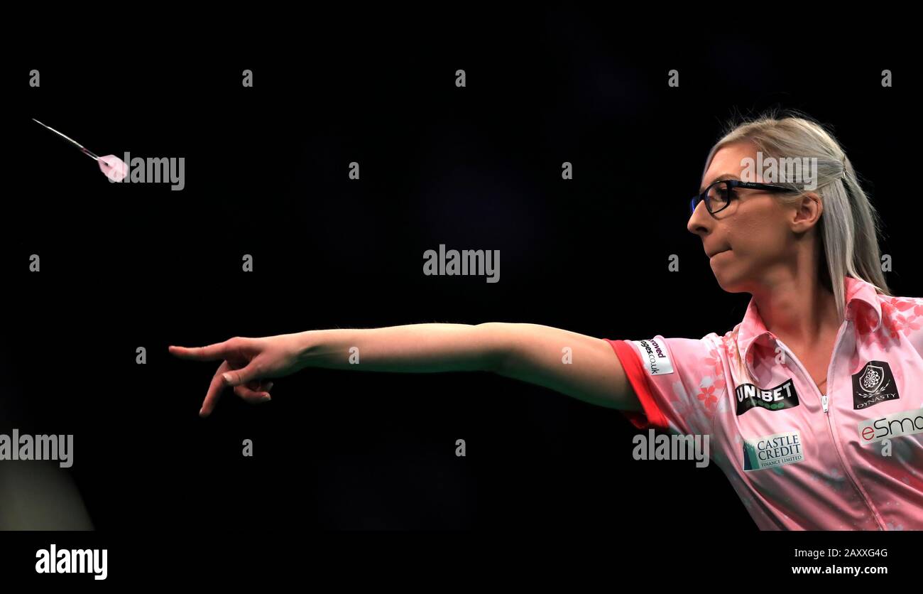 Fallon Sherrock in action during during the Unibet Premier League Darts ...