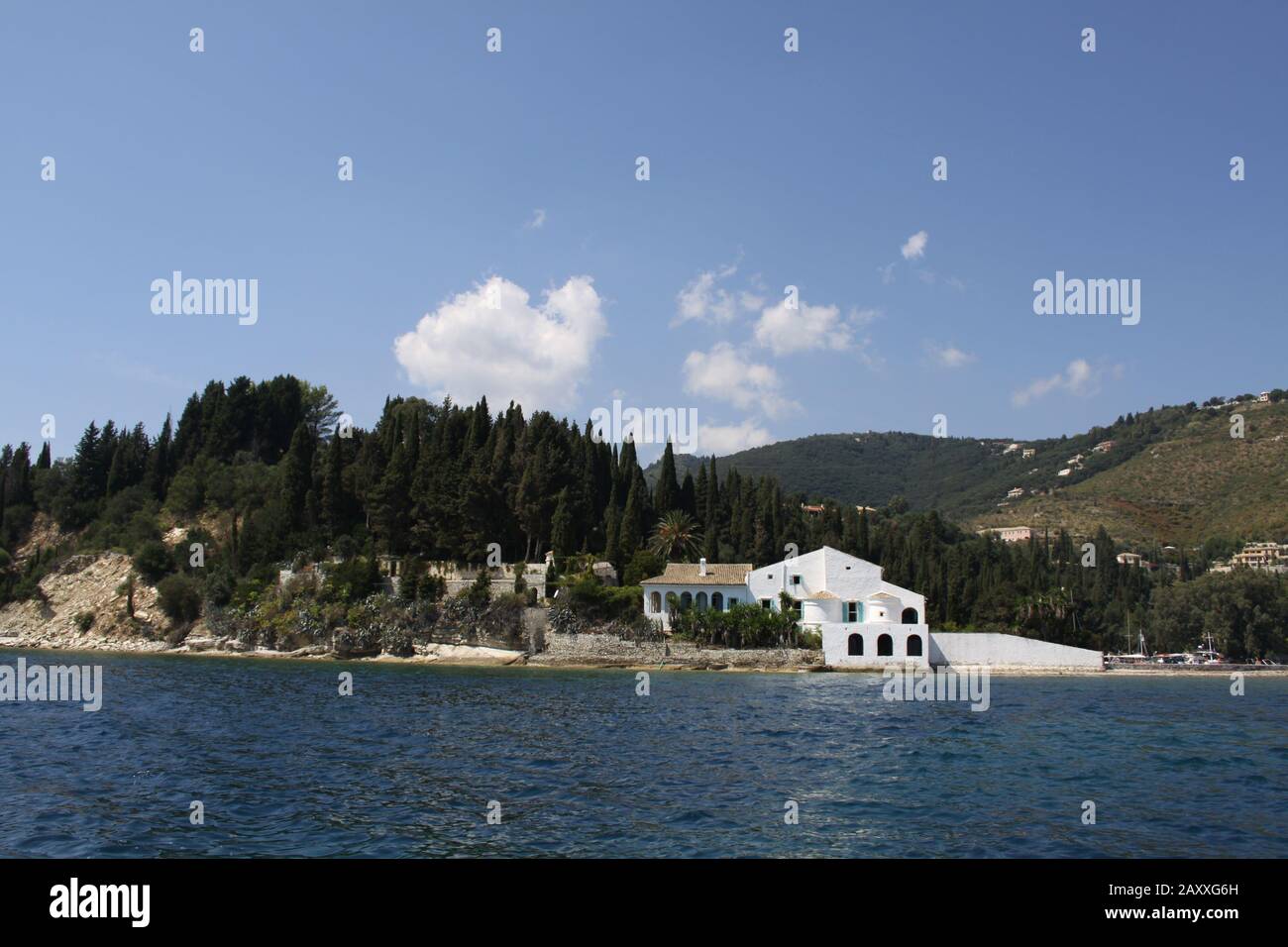 Landscape of Corfu, Greece seen from the sea Stock Photo - Alamy