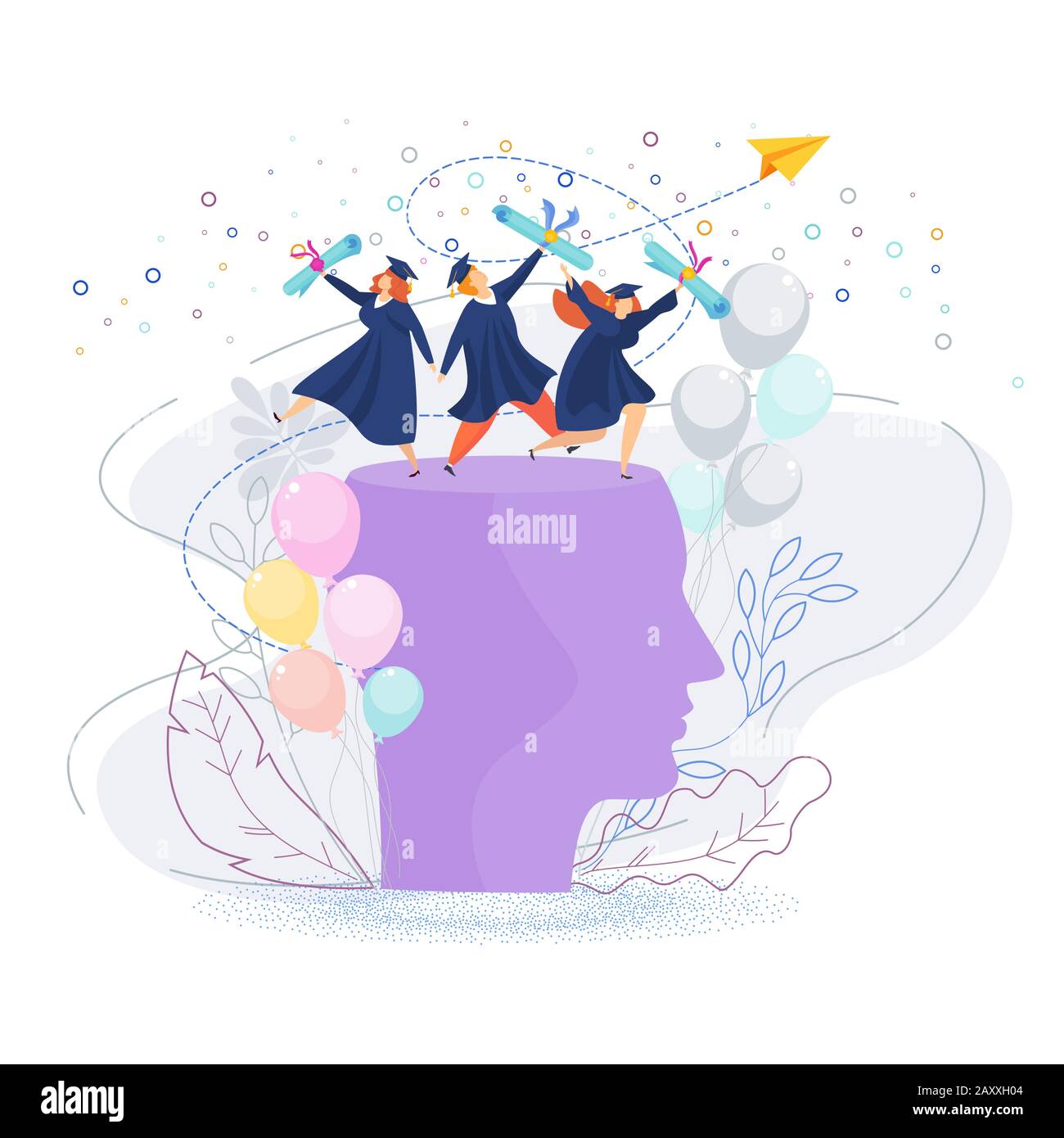 Graduation party. Group of fun people, young students Stock Vector ...