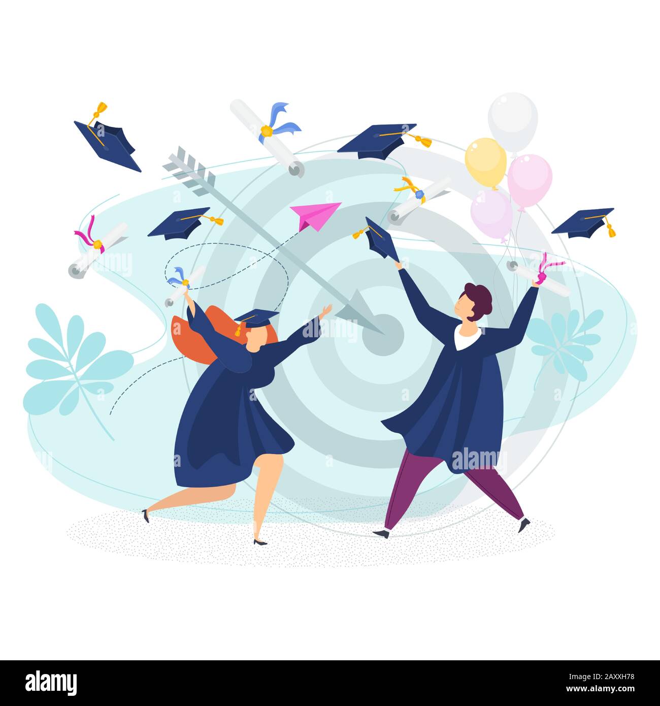 Graduation party. Group of fun people, young students Stock Vector ...