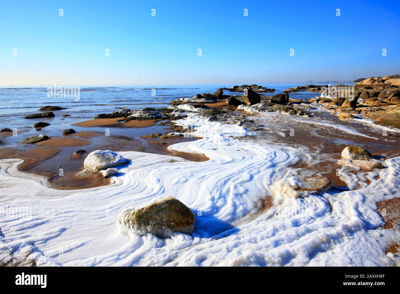 Winter seaside scenery Stock Photo - Alamy