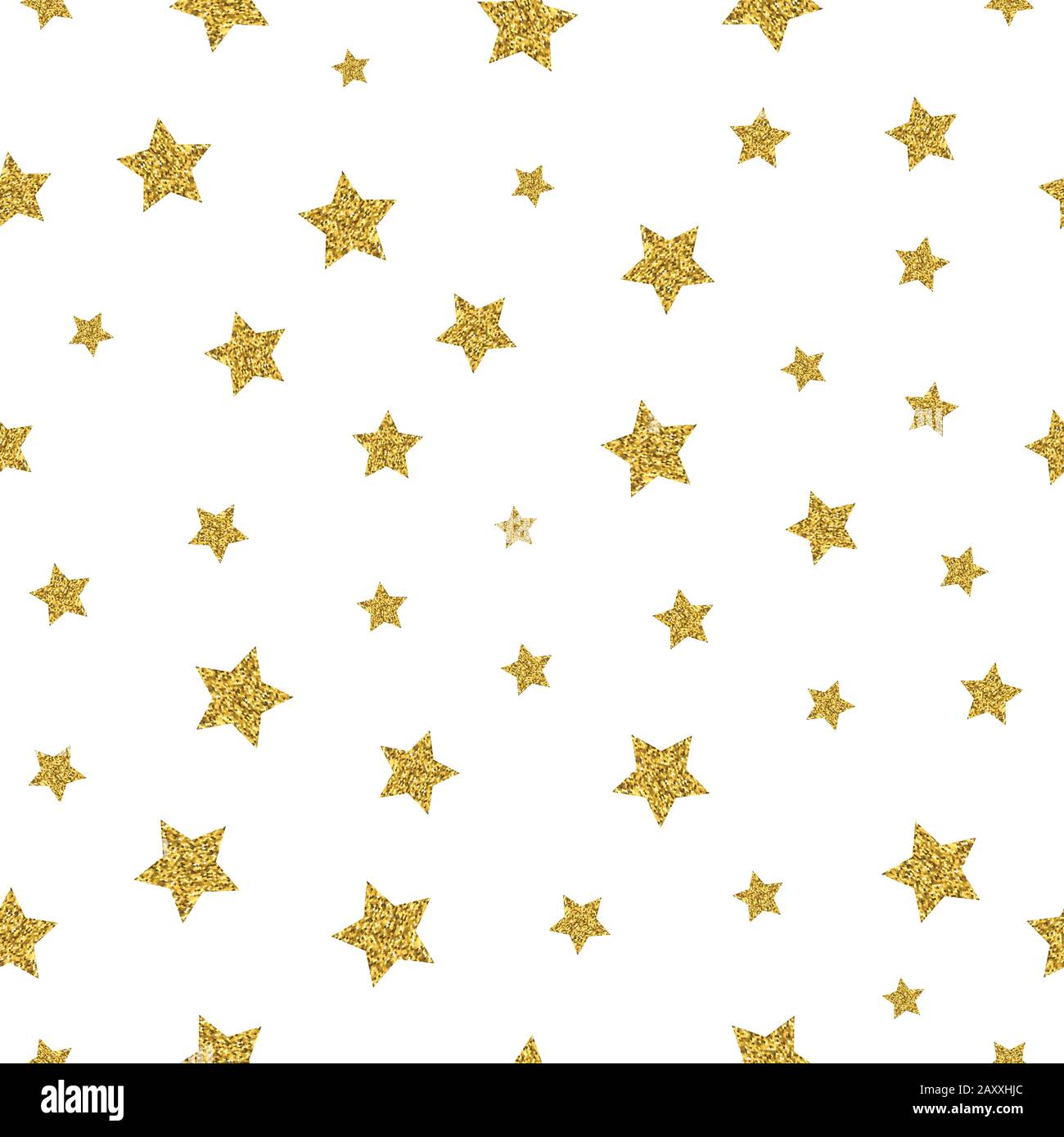 Gold stars vector seamless pattern. Sparkling star gold, seamless gold ...