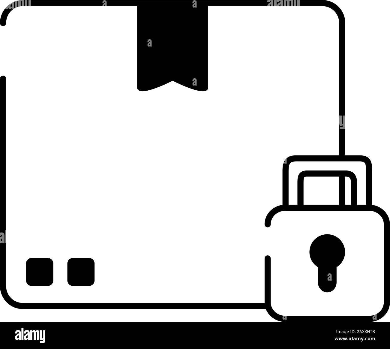 cardboard box padlock security cargo delivery vector illustration line ...