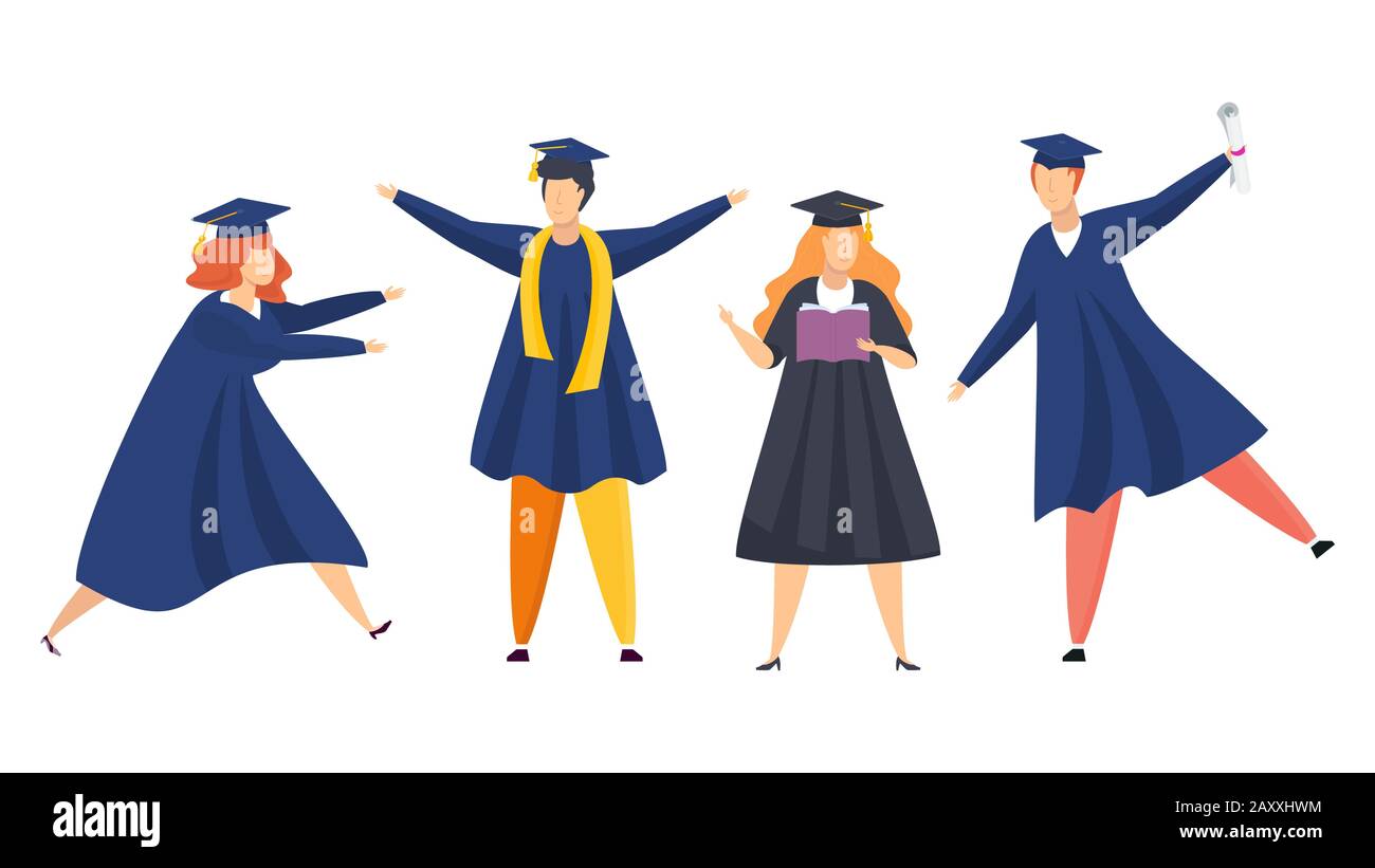 Graduation party. Group of fun people, young students Stock Vector ...