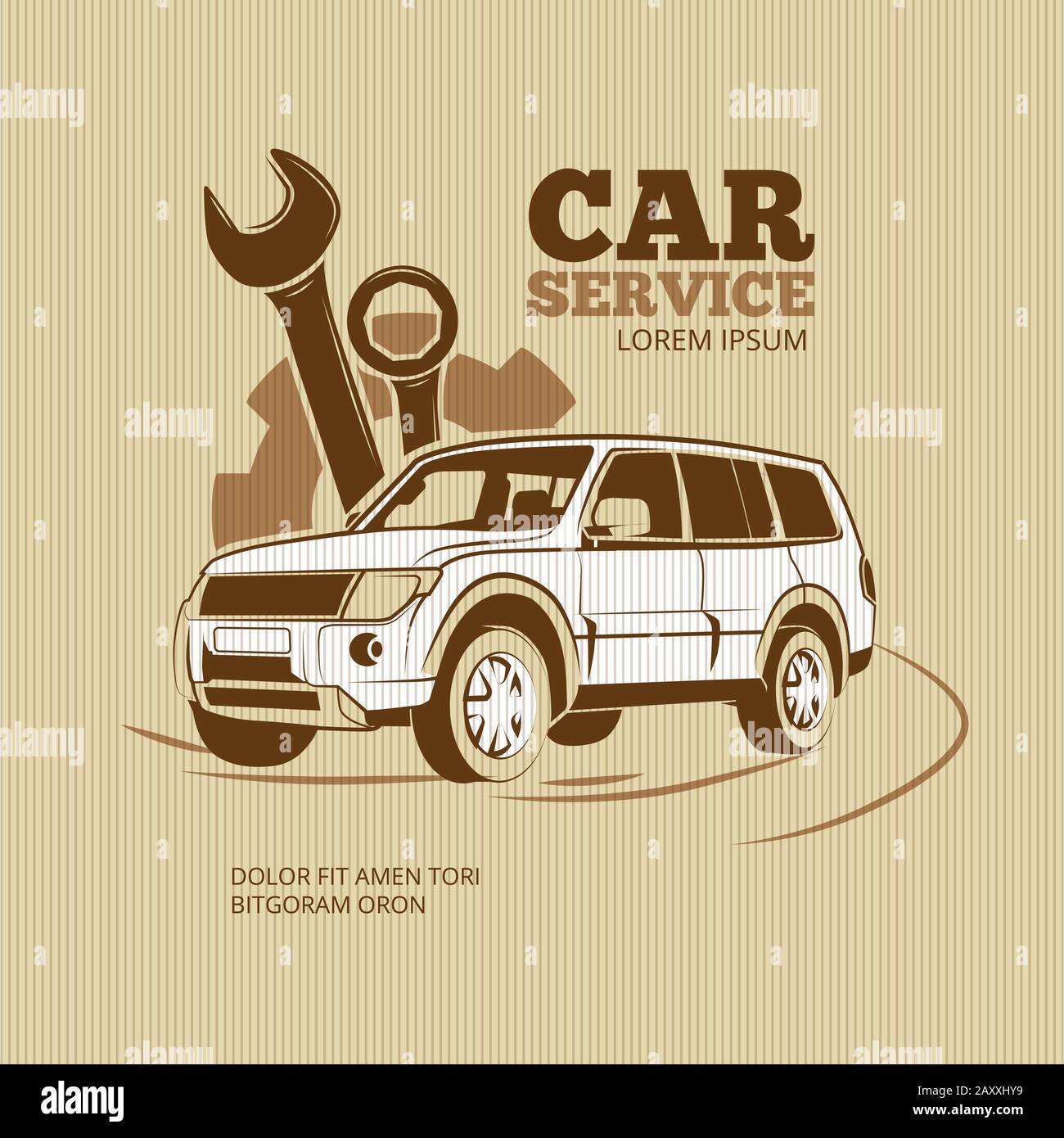 Retro car service vector poster. Car automobile service, emblem car ...