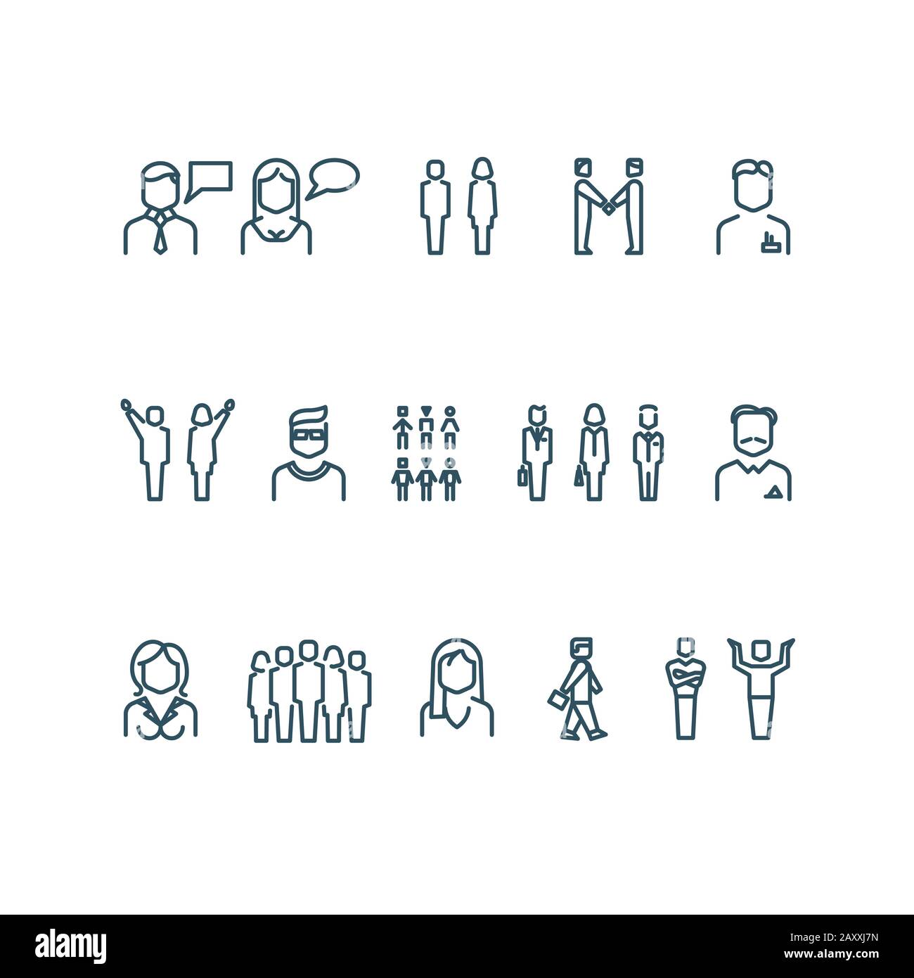 People outline vector icons. Outline person people, business people ...