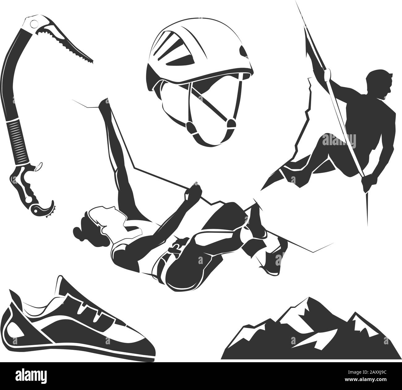 Rock climbing logo man climb Black and White Stock Photos & Images - Alamy