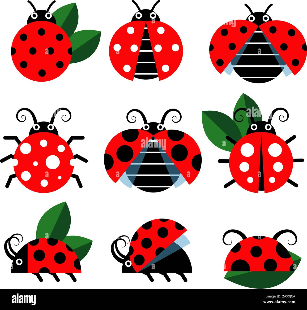 Ladybug icons. Cute ladybugs funny insect vector on white Stock Vector ...