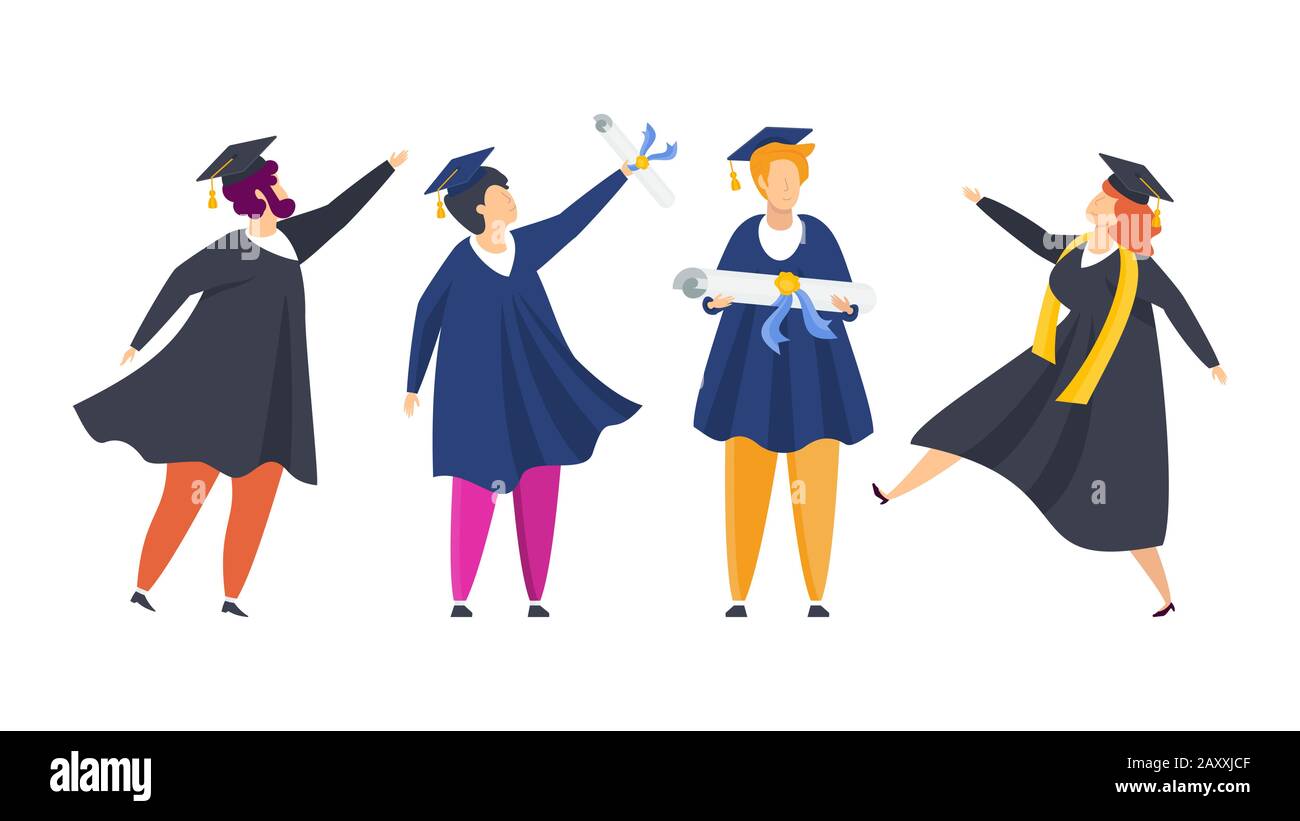 Graduation party. Group of fun people, young students Stock Vector ...