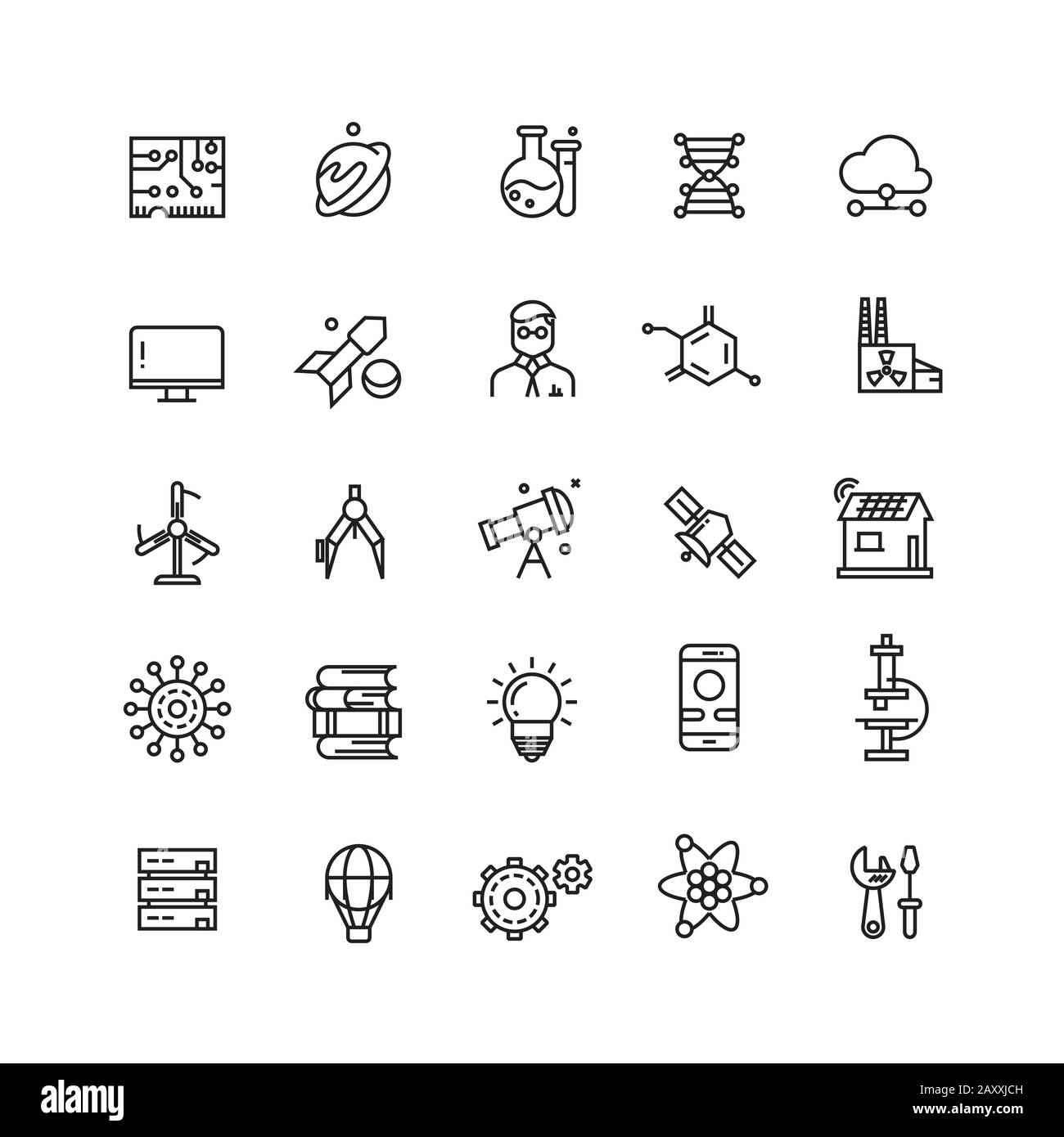 Technologies and science vector line icons. Science technology icon ...