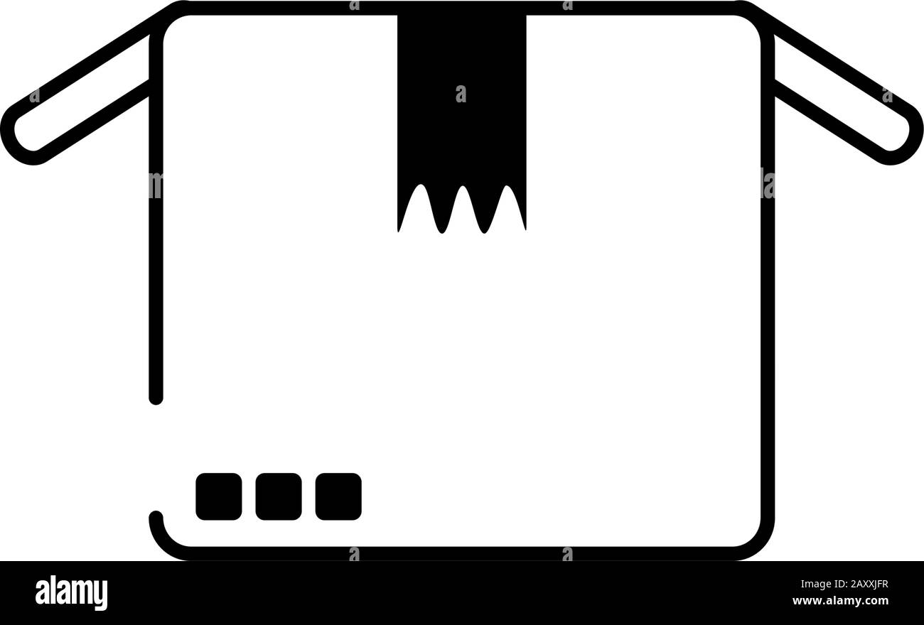 open cardboard box cargo delivery vector illustration line style icon ...