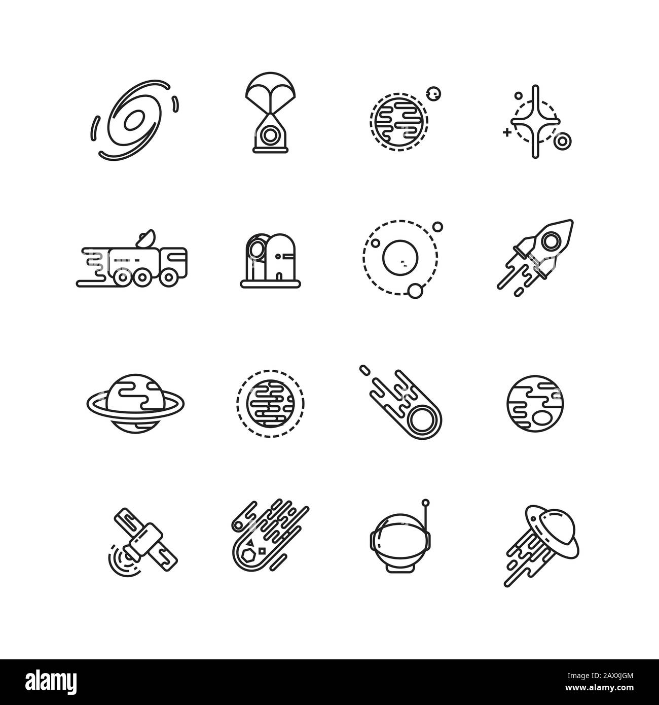 Cosmos, astronomy and astrology space line vector icons. Astronomy icon, space astronomy ...