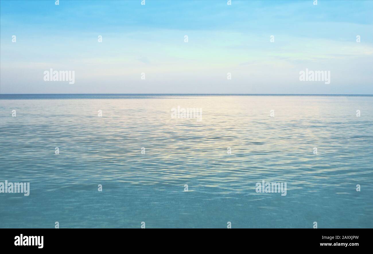 Beautiful blue sky and blue ocean. Water of ocean. Tropical beach with ...