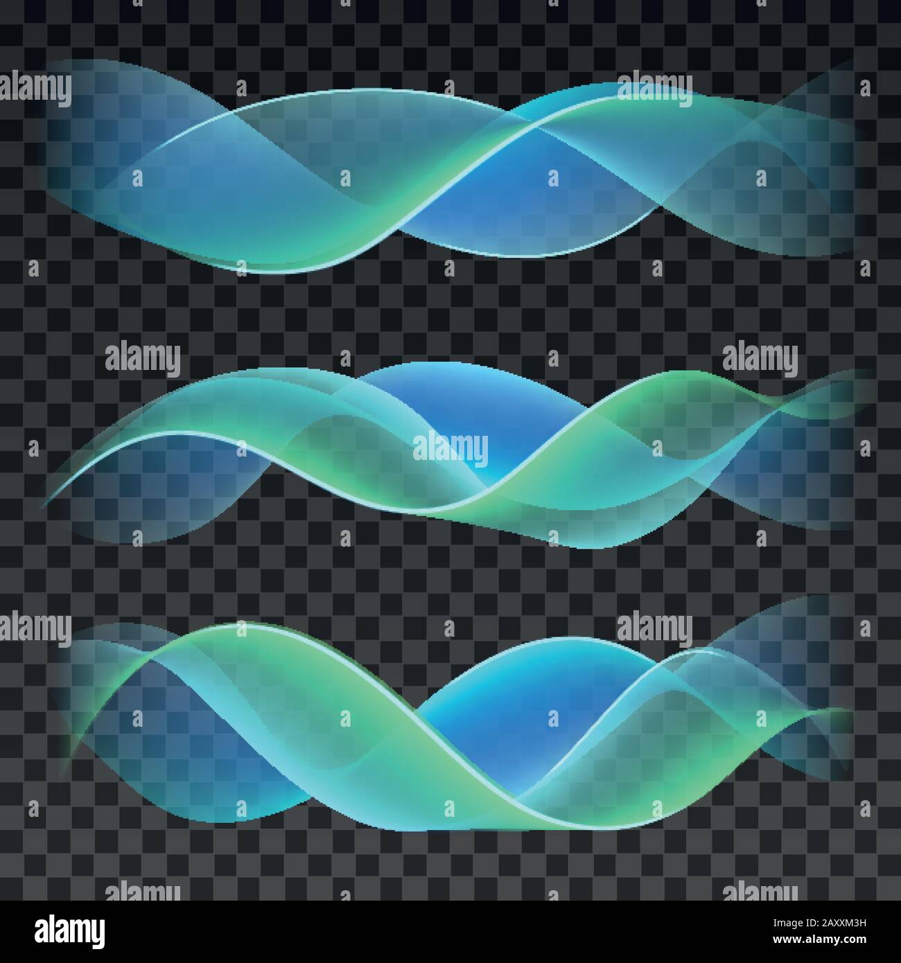 Abstract smooth waves on checkered background. Vector design elements ...
