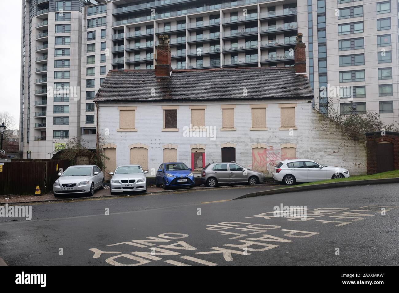 February 2020, Old homes over shadowed by tower blocks on Bridge Street ...