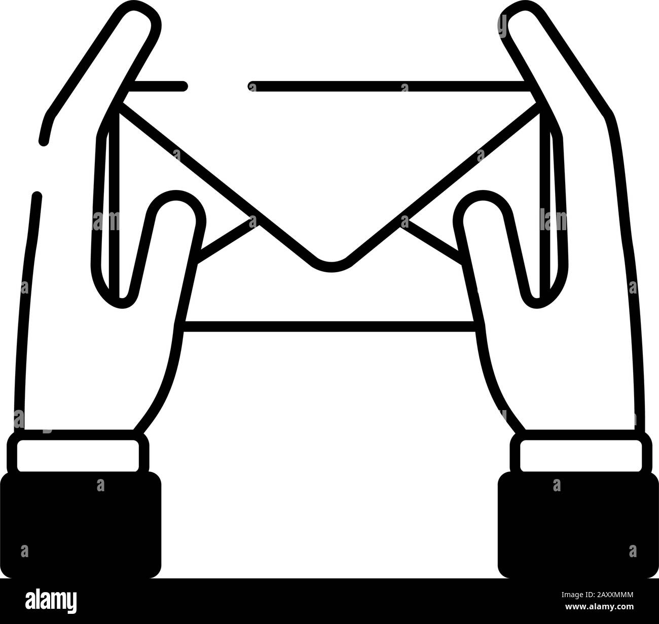 hands with envelope mail letter post courier vector illustration line ...