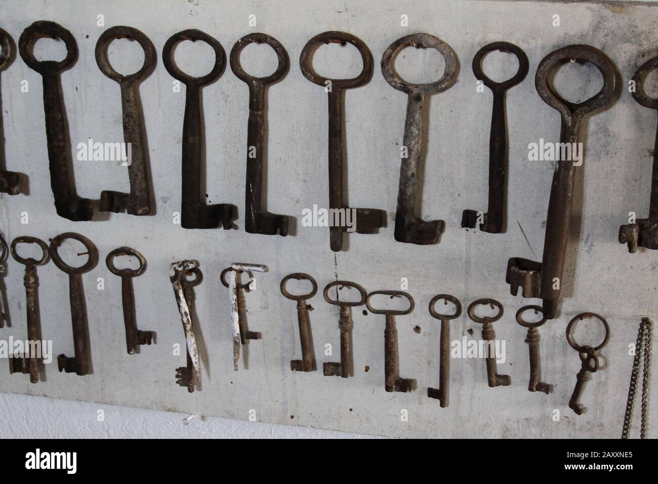Old keys on the wall in a museum on Corfu Stock Photo - Alamy