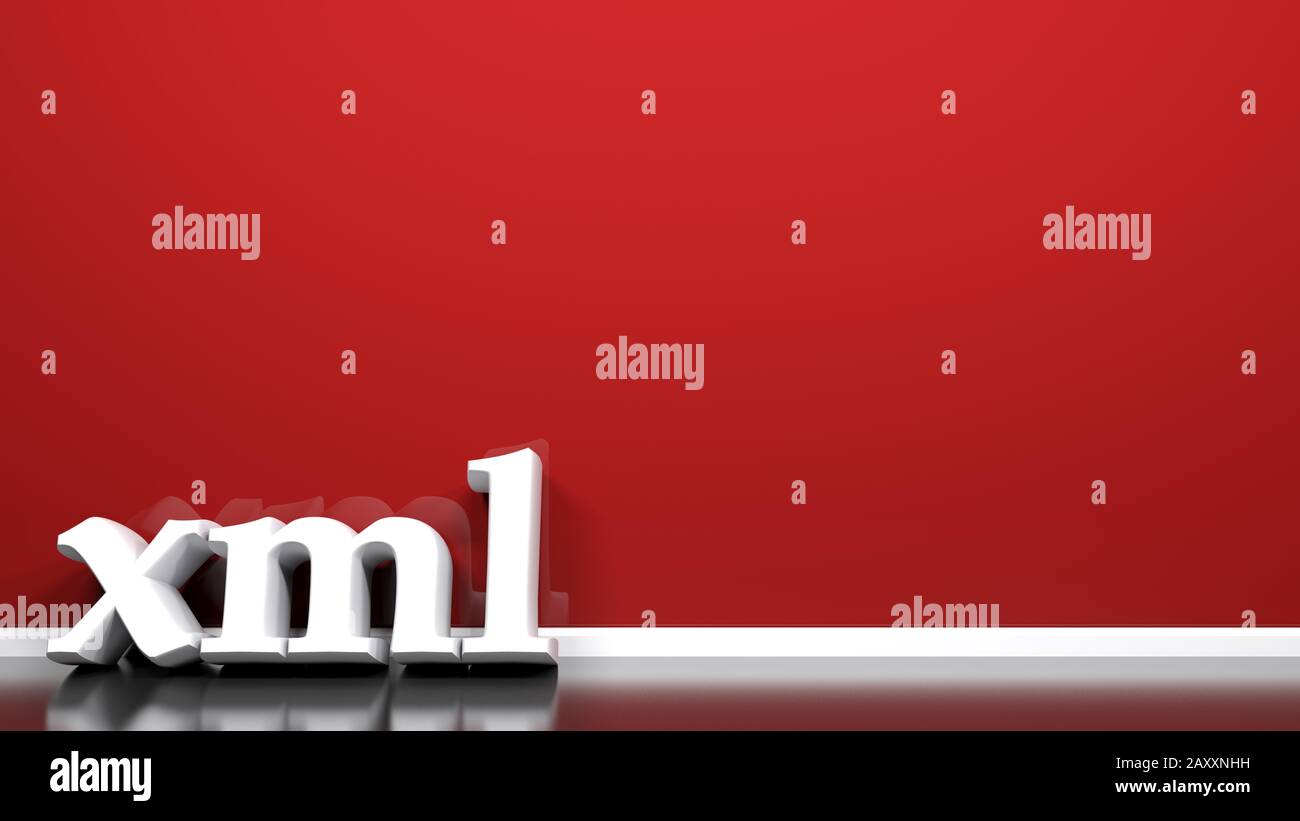 XML write at red wall background - 3D rendering illustration Stock ...