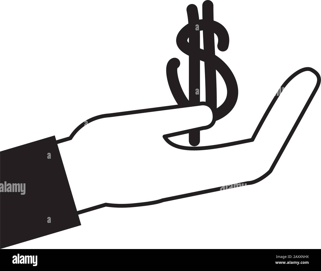 hand holding dollar sign money business financial line style icon ...