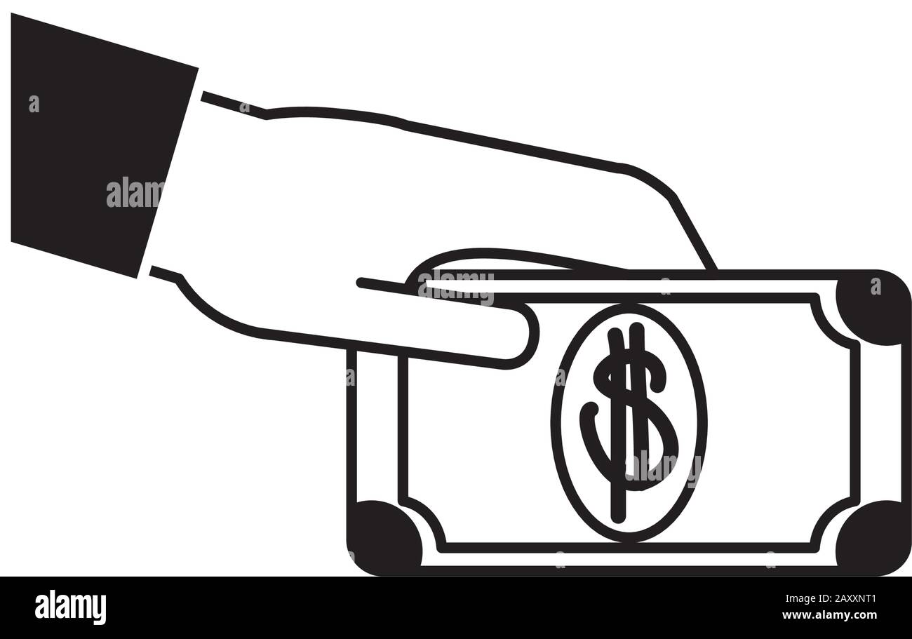 hand giving bill money business financial line style icon vector ...