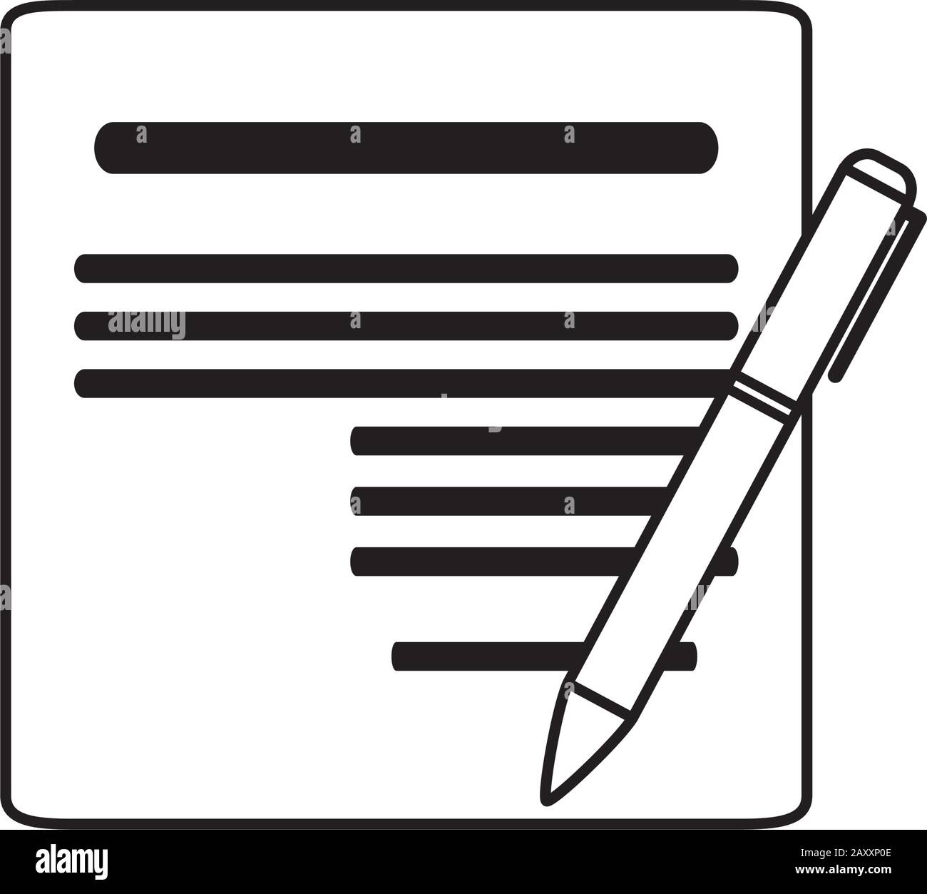 document pen signature money business financial line style icon vector ...