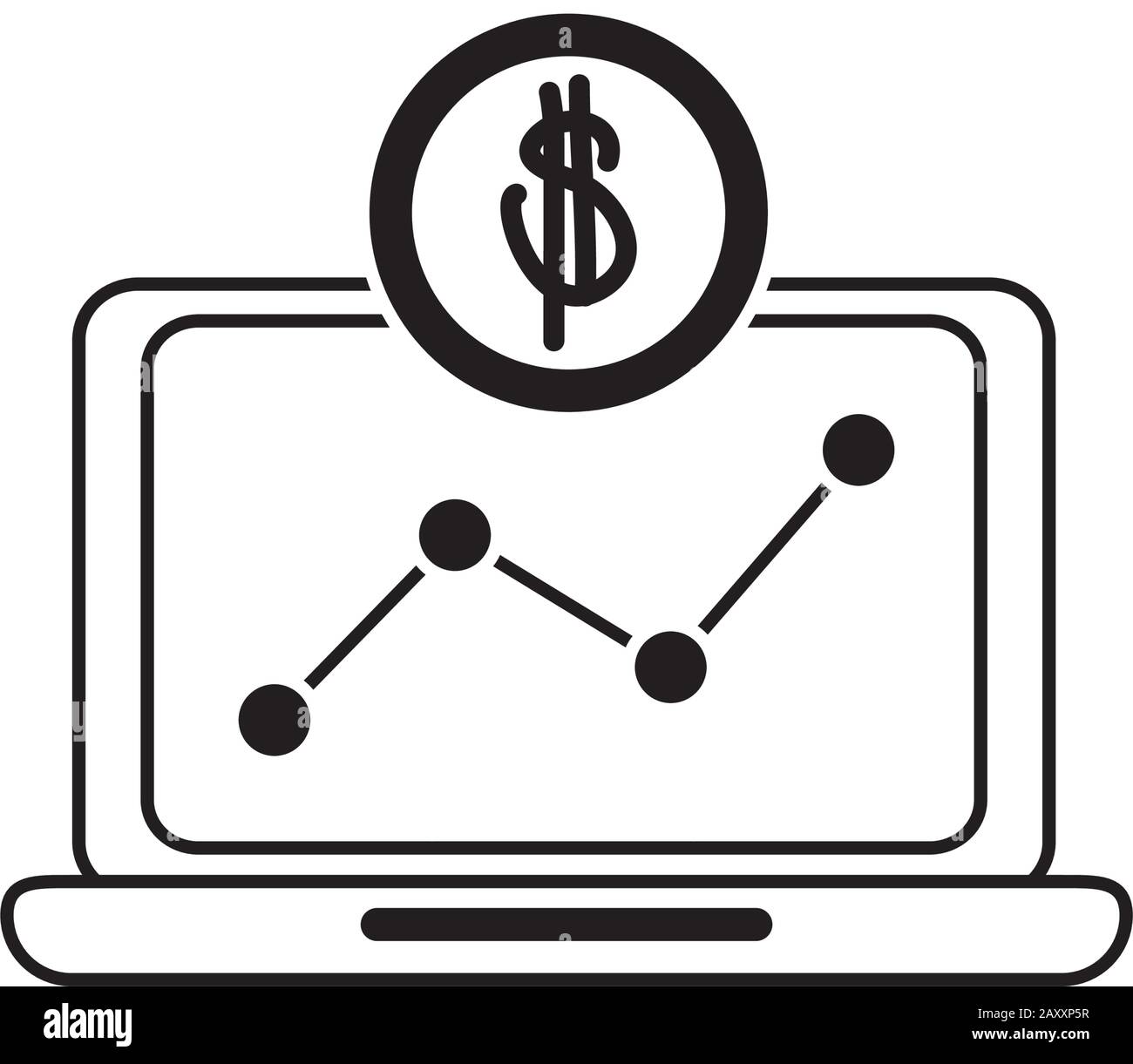 laptop computer chart report profit money business financial line style ...
