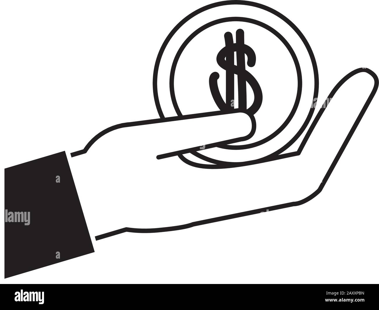 hand holding coin money business financial line style icon vector ...