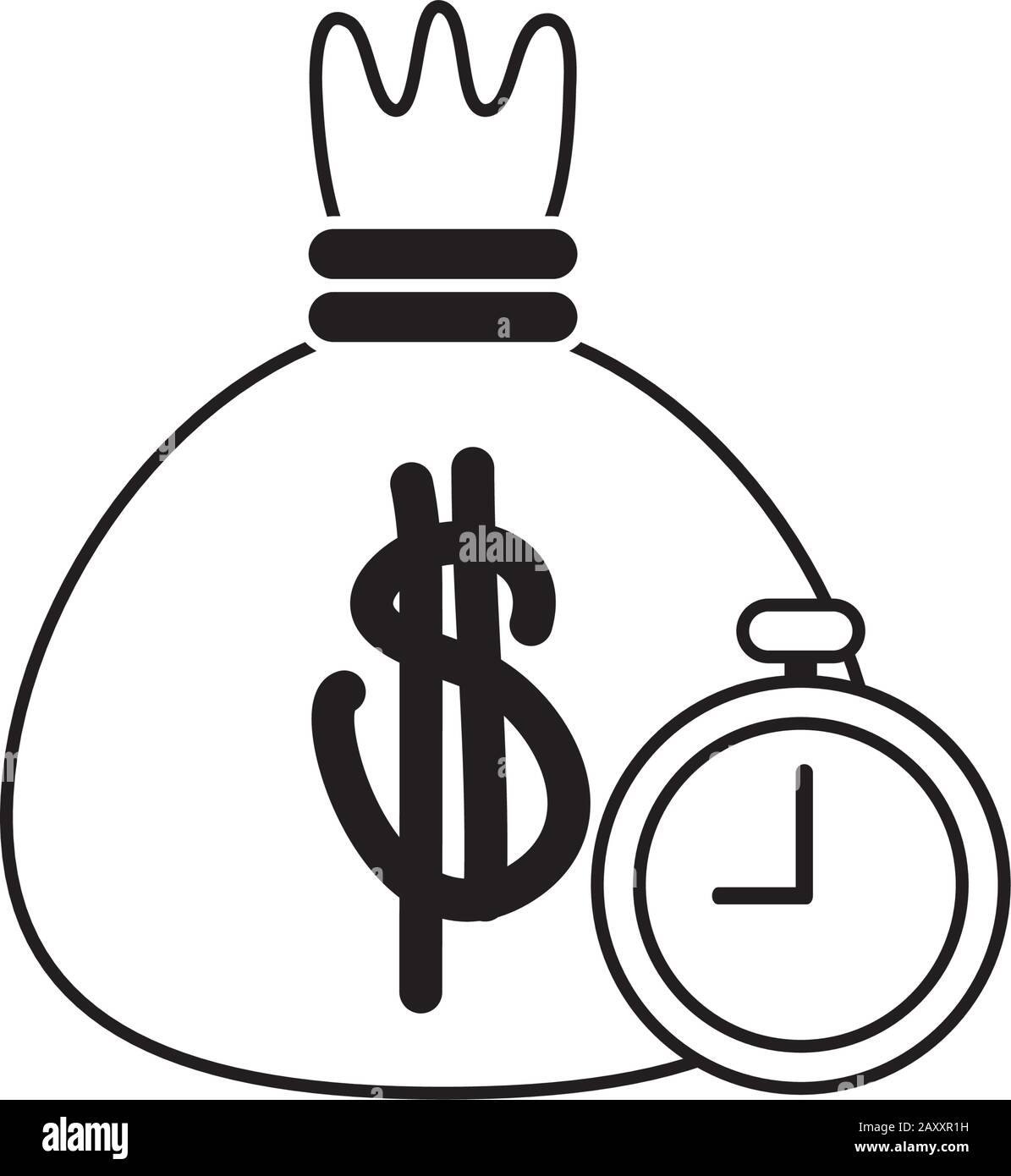 bag money stopwatch timer business financial line style icon vector ...