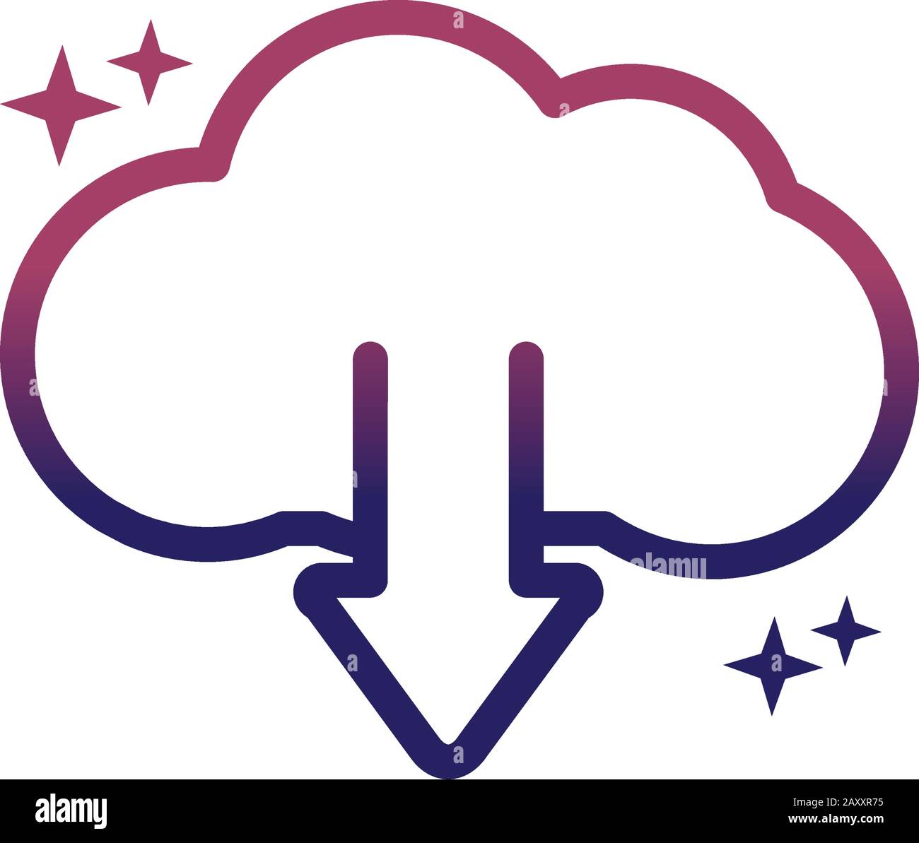 cloud computing download arrow data social media gradient style icon vector illustration Stock ...