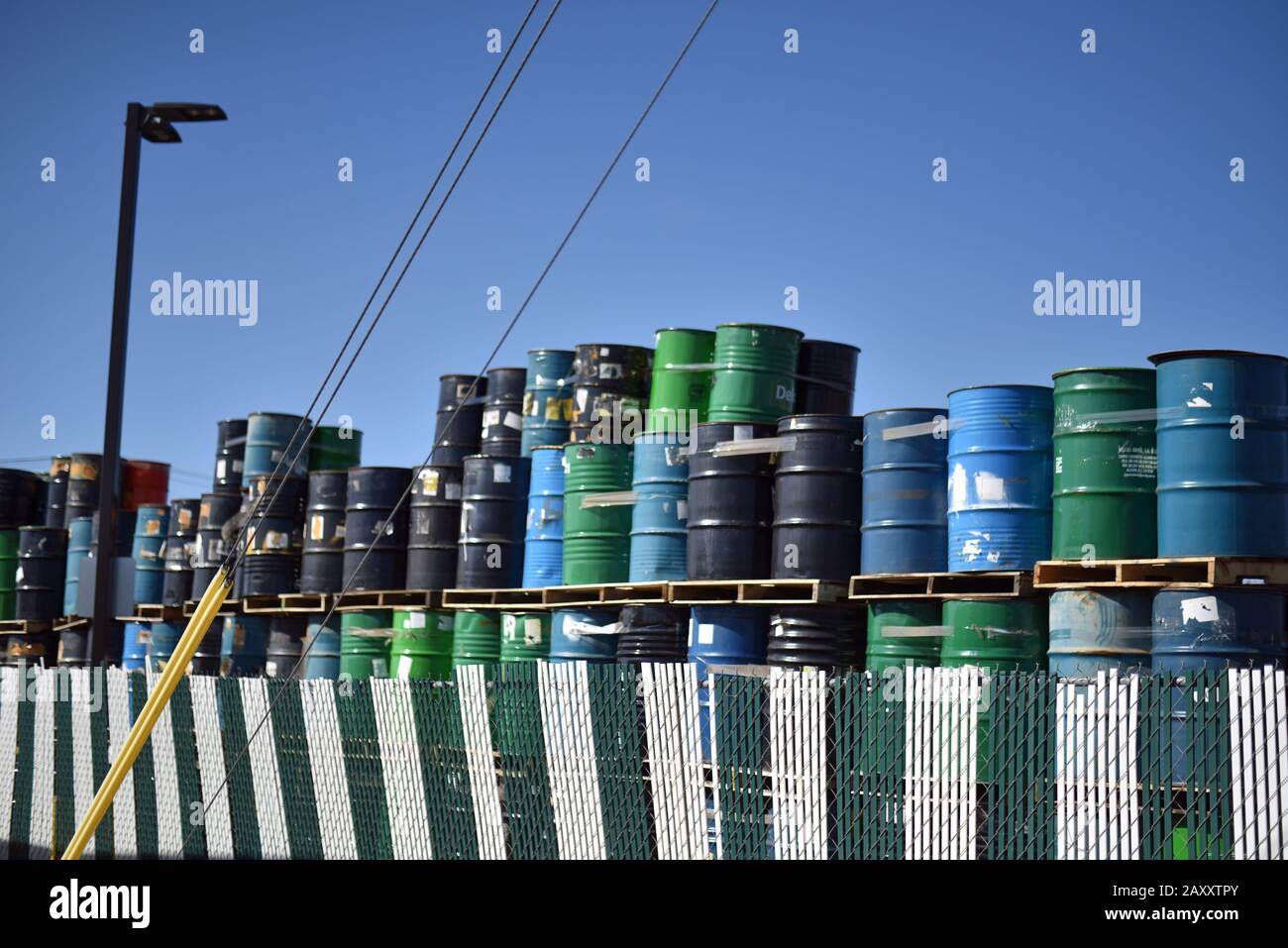 Barrels stacked in a Yard Stock Photo - Alamy