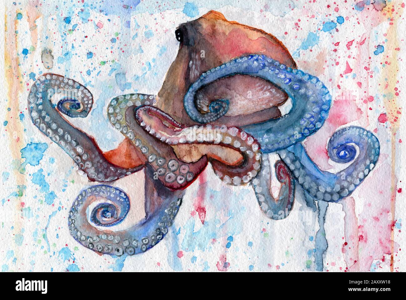 Watercolor Octopus Painting